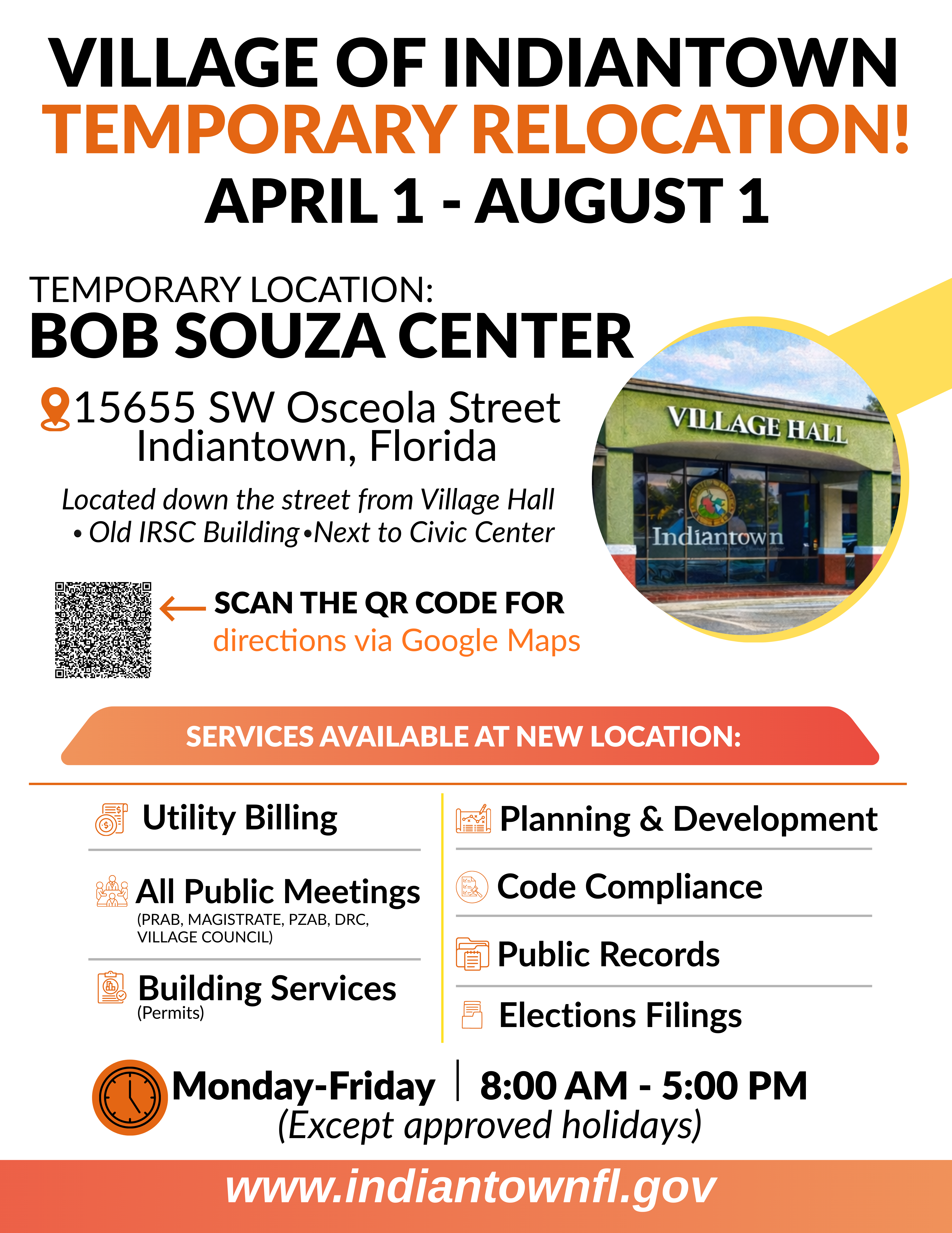 VILLAGE HALL TEMPORARY RELOCATION | Indiantown FL